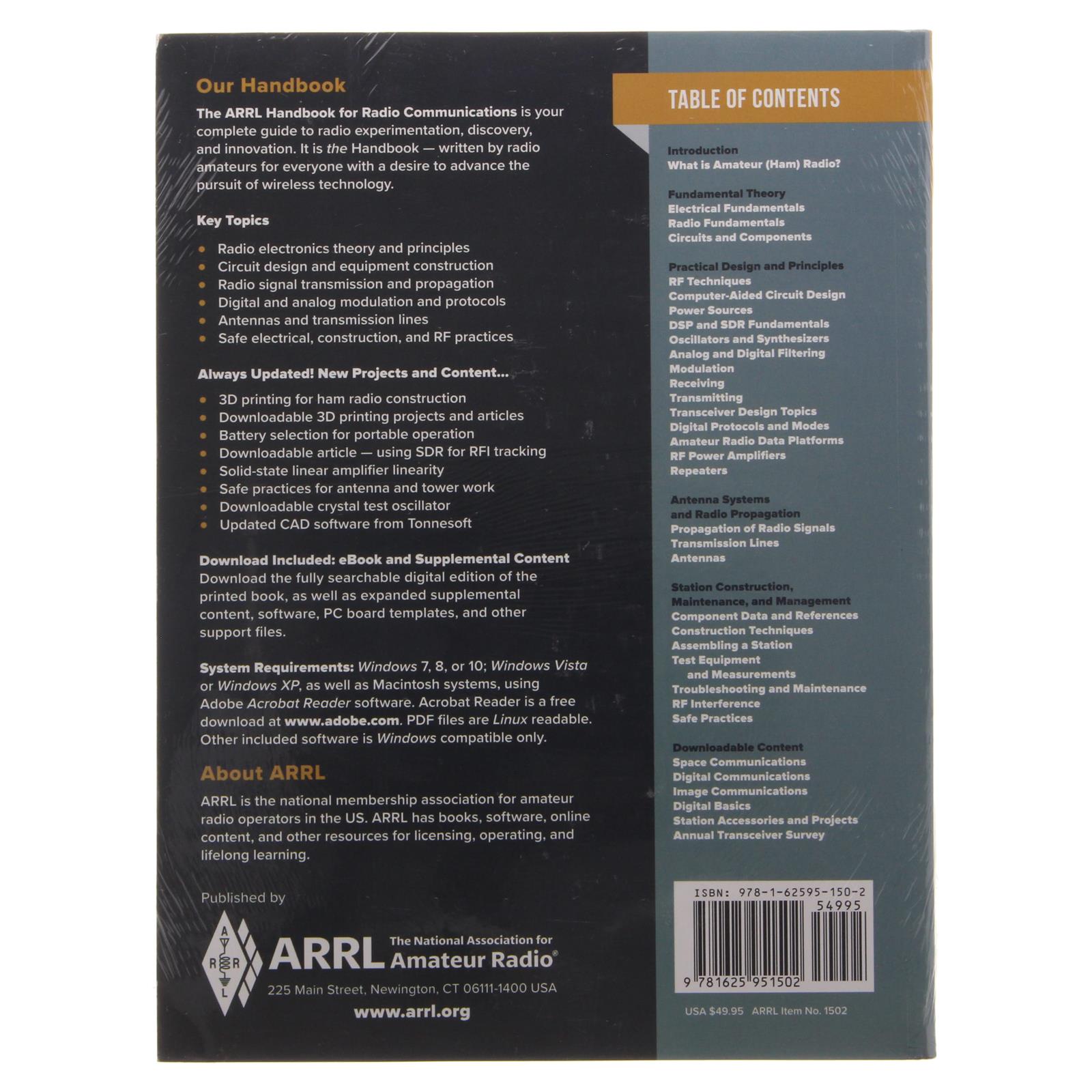 ARRL 1502 The ARRL Handbook for Radio Communications, 2022 Softcover ...