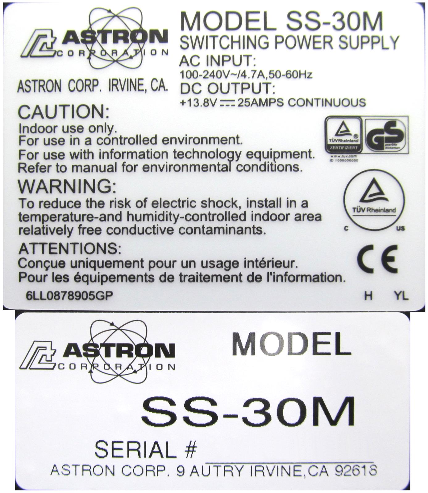 Astron Corporation SS-30M Astron SS Series Switching Power Supplies ...