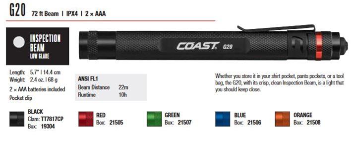 Coast Products G20 Coast Products G20 Inspection Beam Penlights | DX ...