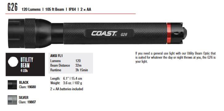 Coast Products G26 Coast Products G26 Bulls-Eye Spot Beam Flashlights ...