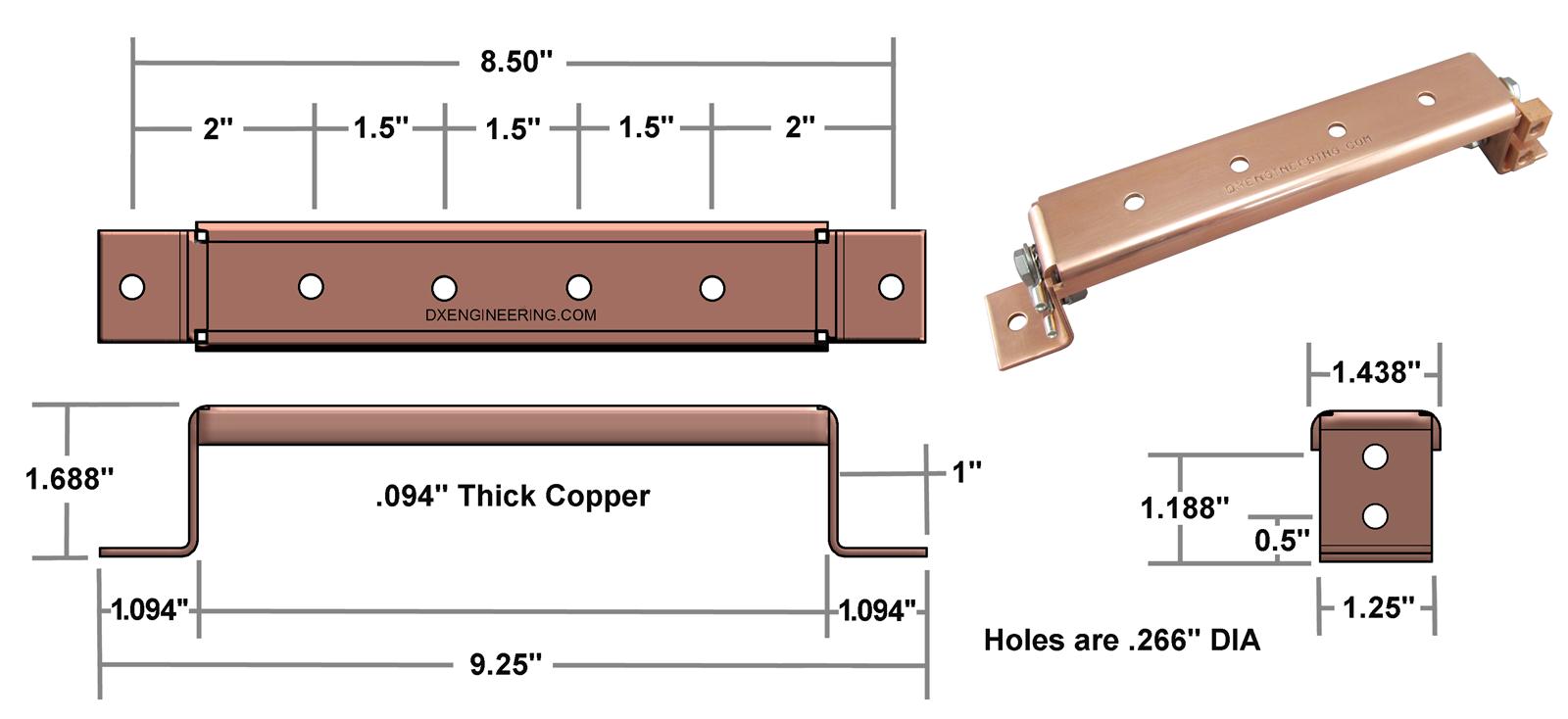 DX Engineering DXE-GBWM DX Engineering GBWM Copper Ground Bus Wall ...