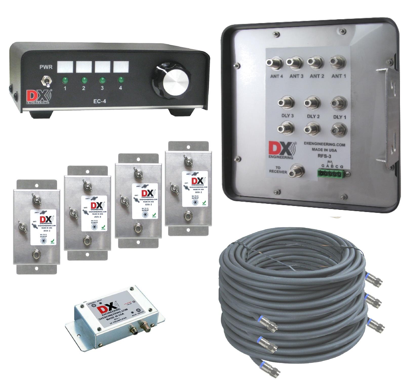 DX Engineering DXE-RFS-SYS-3P Receive Four-Square Array Electronics ...