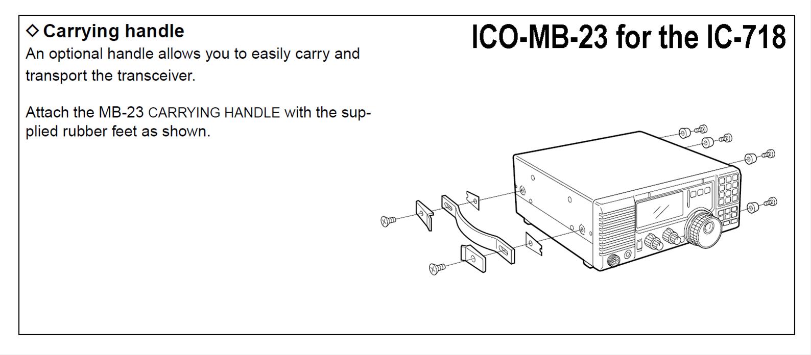 ICOM MB-23 ICOM Transceiver Carrying Handles | DX Engineering