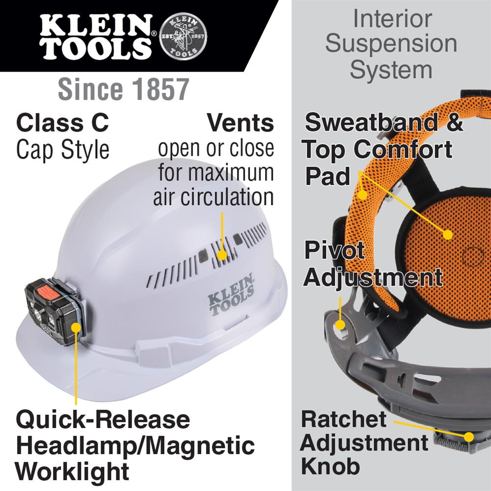 Klein Tools 60113RL Klein Tools Cap-Style Vented Hard Hats | DX Engineering