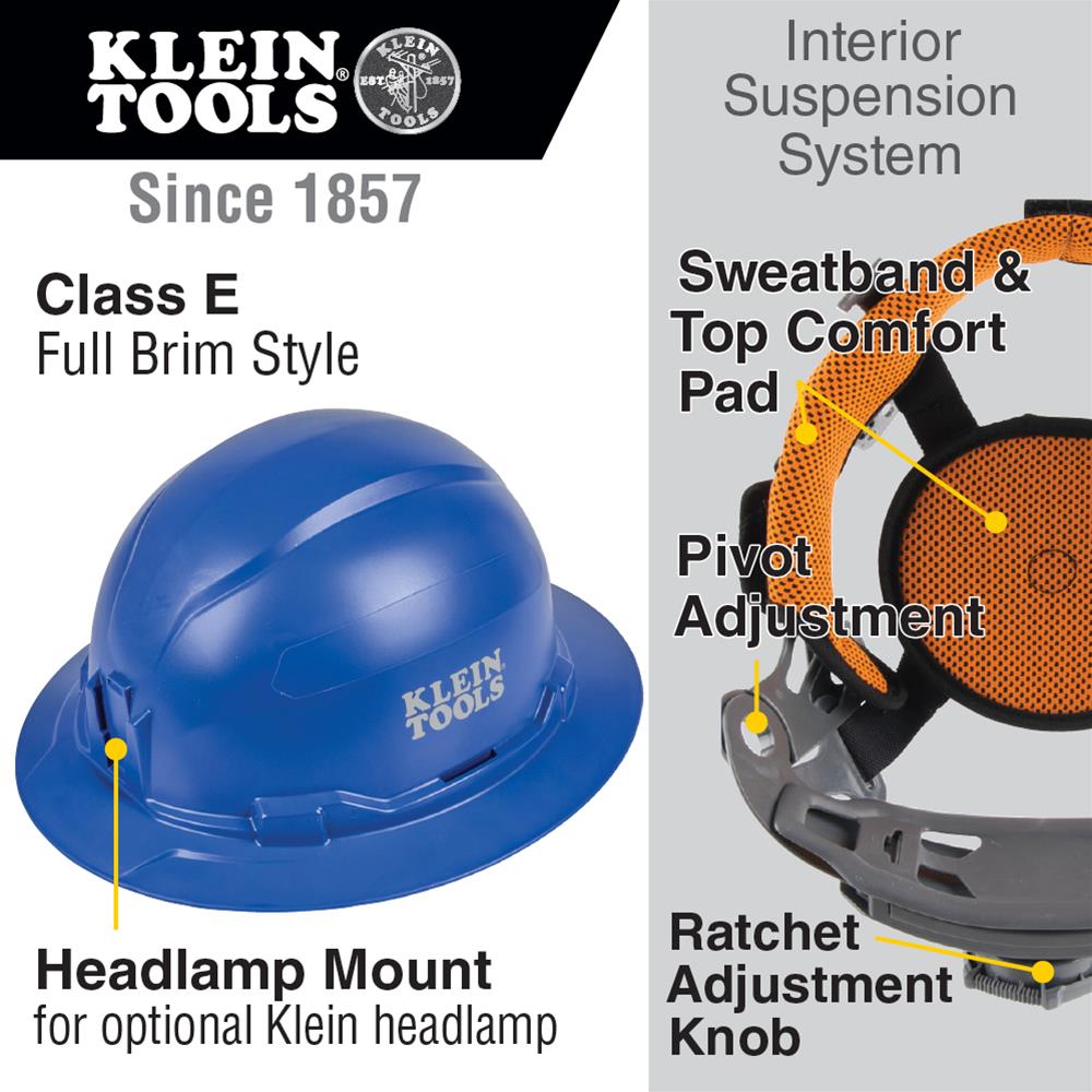 Klein Tools 60249 Klein Tools Full Brim Non-Vented Hard Hats | DX ...