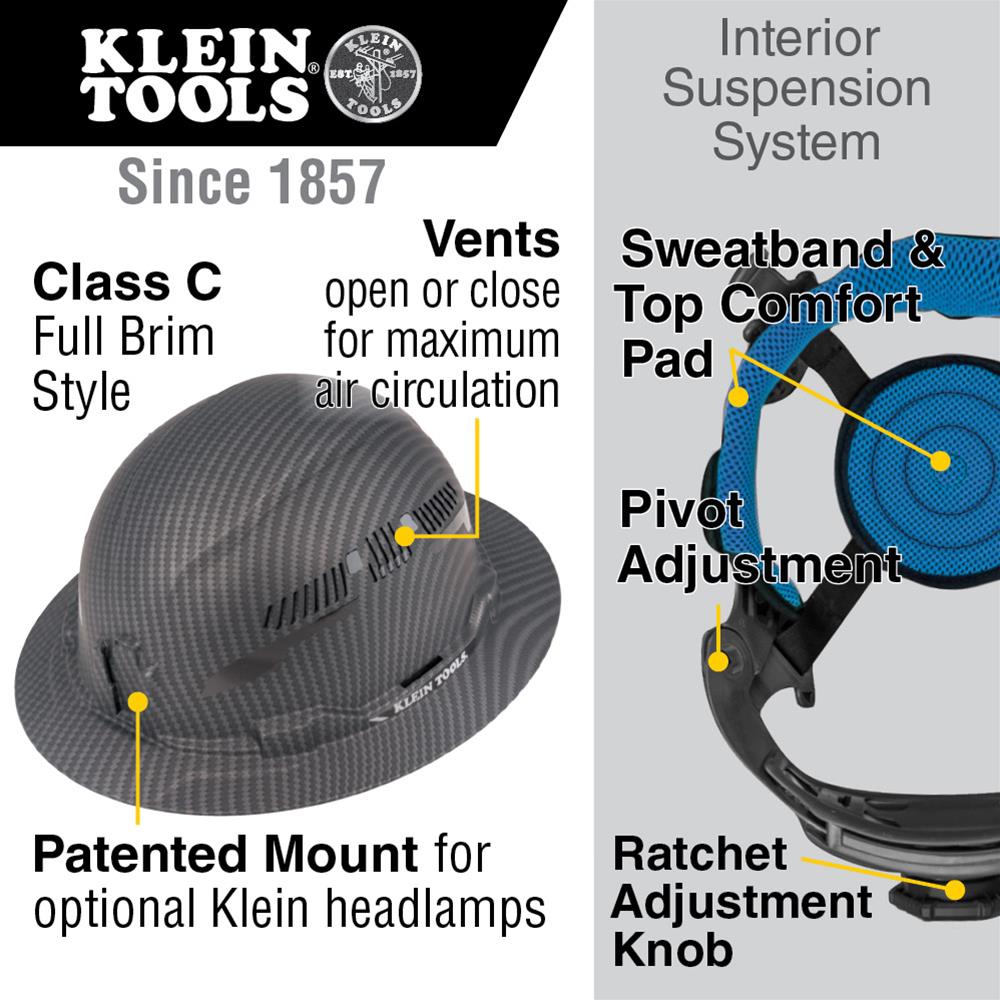 Klein Tools 60626 Klein Tools Full Brim Vented Hard Hats | DX Engineering