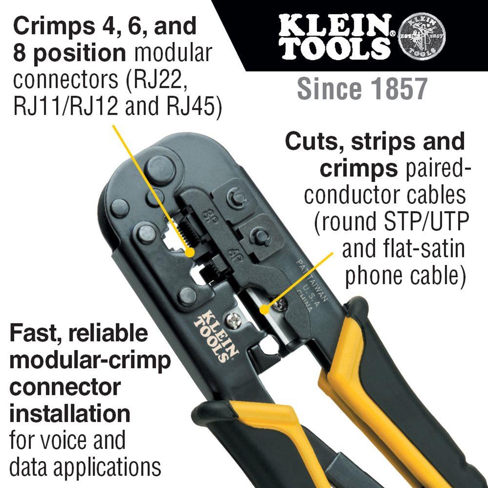 Klein Tools VDV226-011-SEN Klein Tools Ratcheting Modular Crimpers | DX ...