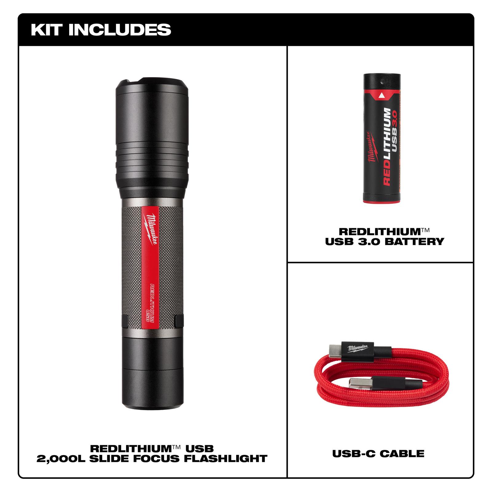 Milwaukee Tool 2162-21 Milwaukee REDLITHIUM USB 2,000L Slide Focus ...