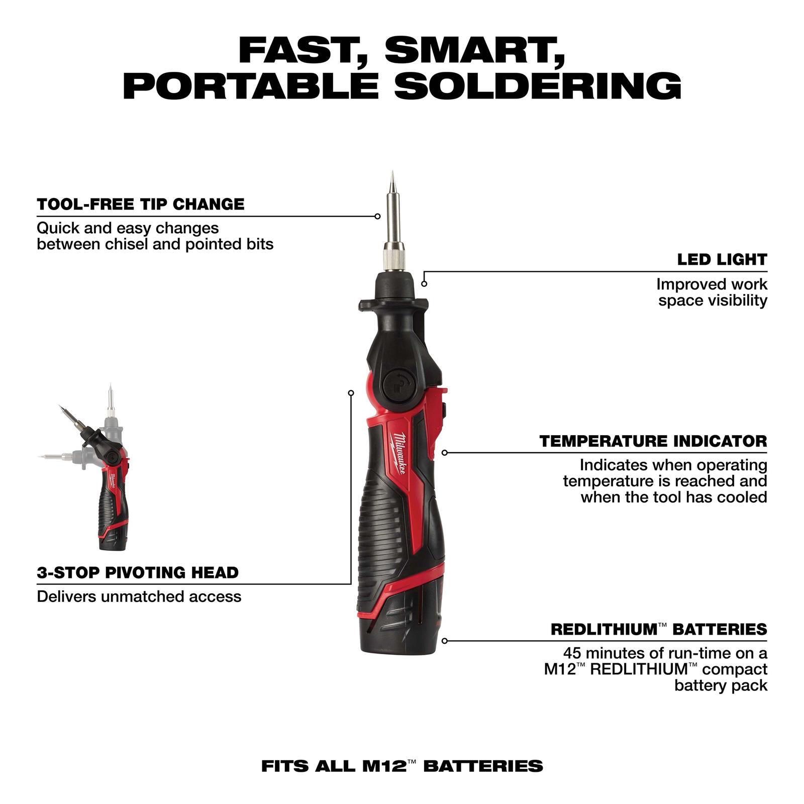 Milwaukee Tool 2488-21 Milwaukee M12 Soldering Irons | DX Engineering