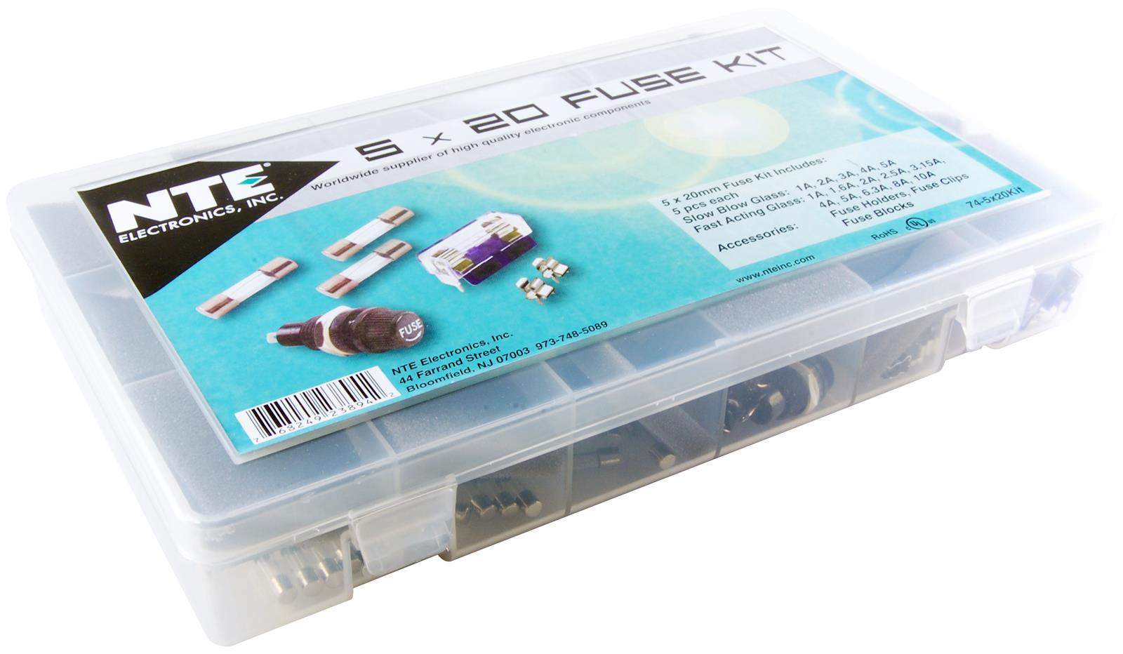 NTE Electronics Inc. 74-5X20KIT NTE Electronics 5x20mm Glass Body Fuse ...